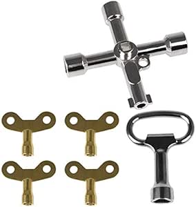 KAHEIGN 6Pcs Utility Key Kit, Brass Radiator Key Plumbing Key Triangle ...