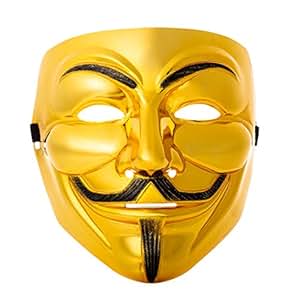 Ultra Gold Adults Guy Fawkes Mask Hacker Anonymous V: Amazon.co.uk ...