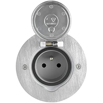Einbau-Steckdose, rund, Edelstahl, Klappdeckel: Amazon.de: Elektronik