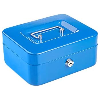 H&S 6" Petty Cash Tin Steel Money Safe Box with Lock 2 Keys - Black ...