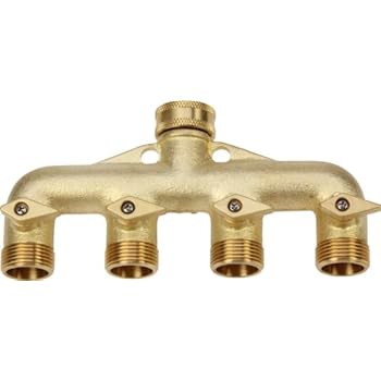 Tooltime Solid Brass 4 Way Outside Garden Tap Multi Adaptor with Hose ...