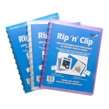 1 x A4 Rip N Clip Display Book Glass Clear Refill Storage Folder + 20 ...