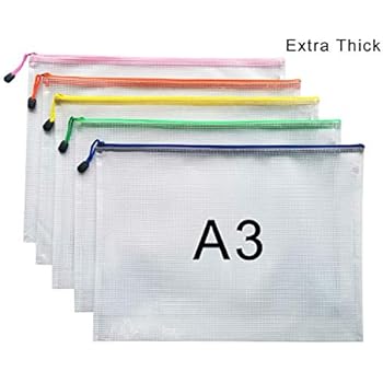 A3 Document Folder File Zipper Bags Plastic Wallets Folder Extra Thick ...