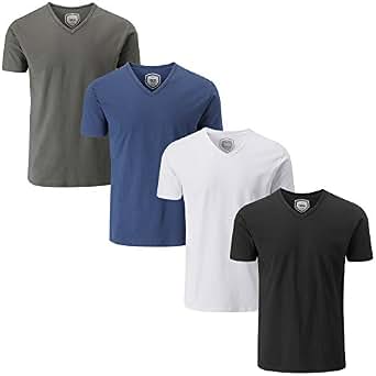 Charles Wilson 4 Pack Men's Comfort Stretch V-Neck T-Shirt: Amazon.co ...