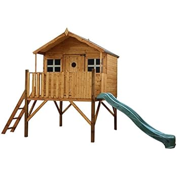 Walton's 7' x 5' Honeypot Poppy Tower Playhouse with Slide: Amazon.co.uk: Garden & Outdoors