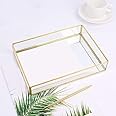 Ruhi Collections Square Glass with Brass Rim Mirror Base Vanity Tray ...