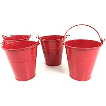 Galvanised Steel Serving Buckets 10cm - Set of 4 | Mini Bucket, Metal ...