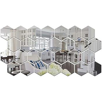 Buy Wall1ders - Hexagon (Silver) - Pack of 28 Pieces 3D Acrylic Mirror ...