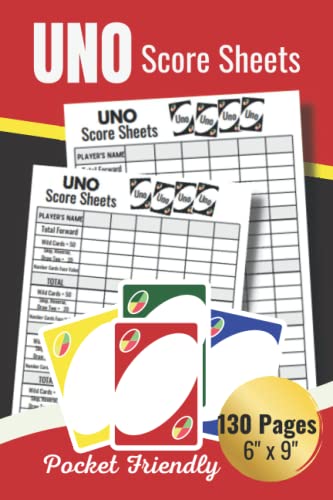 Uno Score Sheets: 130 Score Pages | Uno Card Game | Uno Score Pad | 6 ...