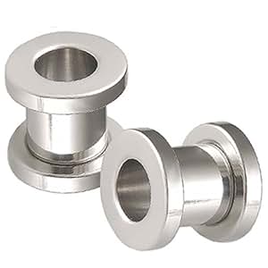 2G 2 gauge 6mm - 316L Surgical Steel Flesh Tunnels Ear Plugs Earrings AAOG- Ear Stretching ...