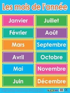 Les Mois de l 'année (mesi dell' anno) lingua francese poster educativo ...