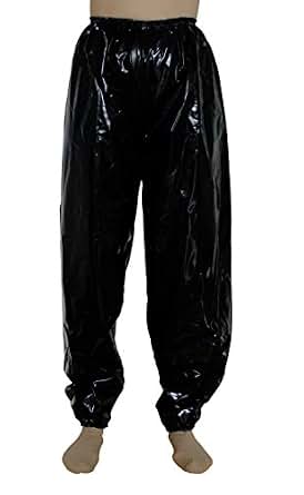 Schwarz Schweren PVC Hosen Jogging Bottoms Sweat Pants Plastic Vinyl 3 ...