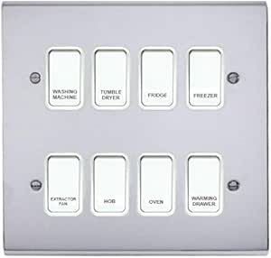 Polished Chrome Customised Kitchen Grid Switch Panel with White ...