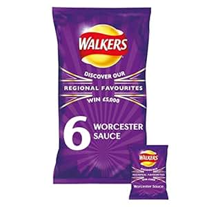 Walkers Worcester Sauce Crisps, Pack of 6 x 18 (Total 108 Units ...