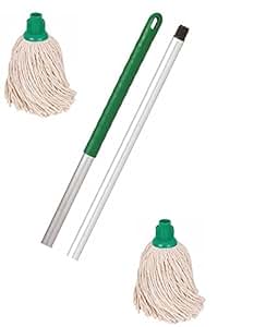 Professional Colour Coded Mop Handle and 2 Mop Heads - Colour Green ...