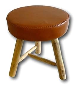 Retro 3 Bein Sitzhocker Hocker Polster-Hocker Fußhocker Massivholz mit ...