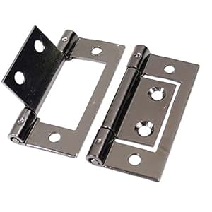 5X Pairs of 50mm/2" Dark Chrome Flush Hinges - Cupboard/Cabinet ...