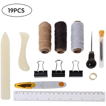 15 Pieces Bookbinding Kit Starter Tools Set Bone Folder Paper Creaser, Waxed Thread, Awl, Large ...