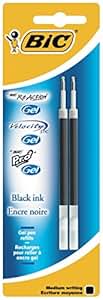 BIC gel pen refill with medium 0.7mm line width and black ink, 2 ...