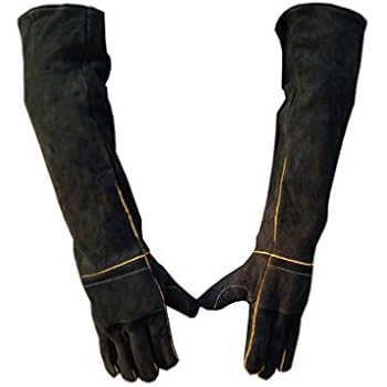 Animal Handling Gloves 35cm GAUNTLET LEATHER Kevlar DOG CAT BIRD ...