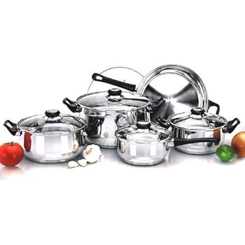 Velaze Cookware Set, Series Motti, 12-Piece Stainless Steel Pot & Pan ...