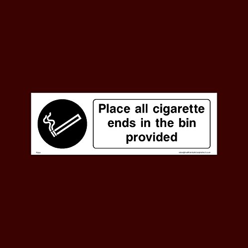 Place All Cigarette Ends In The Bins Provided Sticker Self | Desertcart ...