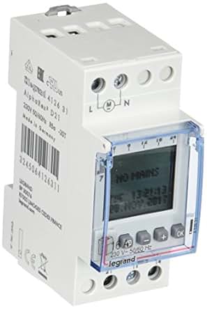 Legrand, Timer digitale settimanale a 1 canale AlphaRex D21, 230 V, 50/60 Hz, 56 Programmi ...