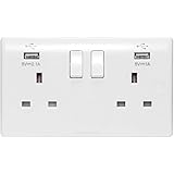 Polished Black Nickel USB Double Wall Plug Socket 2 Gang 13A with 2 USB ...