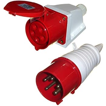 32 amp fast fit plug 5 pin 3P+N+E red 380 - 415 volt IP44 waterproof ...