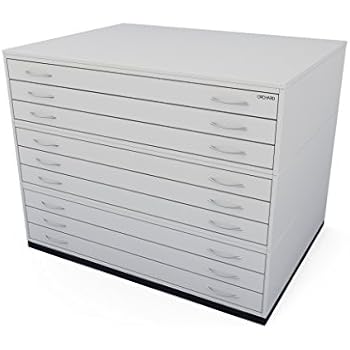 Heavy Duty Traditional Style A0 9 Drawer Plan Chest Grey Paper Storage ...