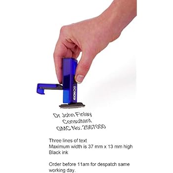 NHS Self Inking Stamp with Keyring for Name and GMC/NMC Number for Doctors, Nurses, Dentist ...