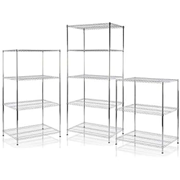 AmazonBasics 5-Shelf Shelving Unit on Wheels - Chrome: Amazon.co.uk ...