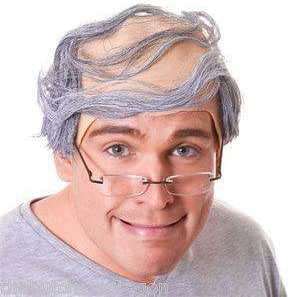 Old Man Bald 70s 80s 90s Baldy Grey Comb Over Fancy Dress Costume WIG ...