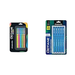 Classmate Octane Gel Pen (Blue)- Neon Series- Pack Of 5 & Classmate ...
