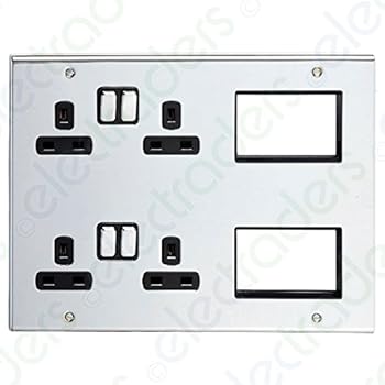 Deta S1988 Multimedia Lounge Plate with 4 x 13A + TV + Phone Socket + 6 ...