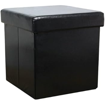 Black Faux Leather Storage Box: Amazon.co.uk: Kitchen & Home