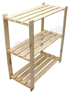 SOLID WOOD SHELF UNIT | SHELVING UNIT | STORAGE RACK B-21: Amazon.co.uk ...