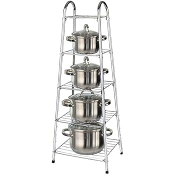 TRIPOD - 5 Tier Metal Kitchen Pan / Pot Stand - Silver: Amazon.co.uk ...