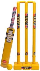 Buy BDM Plastic Bat Stumps Cricket Set, Size 4 (Yellow/Blue) Online at ...