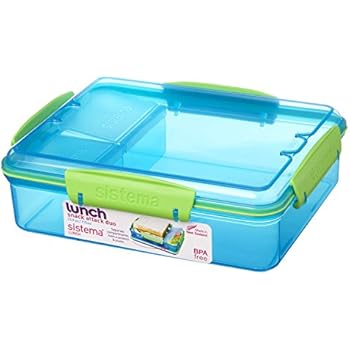 Sistema 975ml Multi Compartment Snack Attack Duo Lunch Box, Blue ...