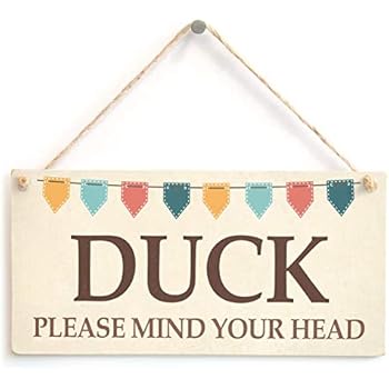 Duck Please Mind Your Head Sign - Low Roof/Beam Wooden Plaque: Amazon ...