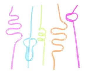 5 PACK CURLY BENDY 260mm EXTRA LONG DRINKING STRAWS: Amazon.co.uk ...
