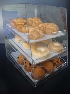 Acrylic Pastry Bakery Donut Display Case with 3 Trays: Amazon.co.uk ...