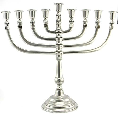 Candelabrum candlestick Jewish 9 high in silver pewter fires ...