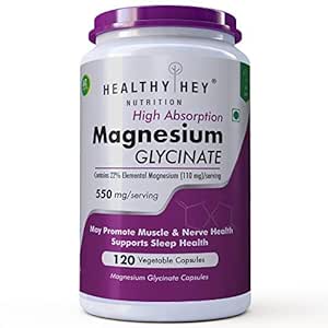 Buy HealthyHey Nutrition High Absorption Magnesium Glycinate, 550mg ...