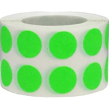 Fluorescent Green Circle Dot Stickers, 13 mm 1/2 Inch Round, 1000 ...