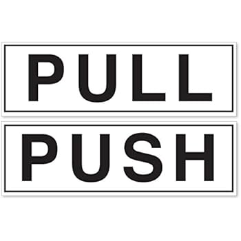 PUSH - PULL DOOR SIGN / STICKER SELF ADHESIVE 180mm x 90mm: Amazon.co ...