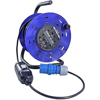 25m 240V Four Socket Cable Reel Extension Lead with RCD 4 Gang 16 AMP ...