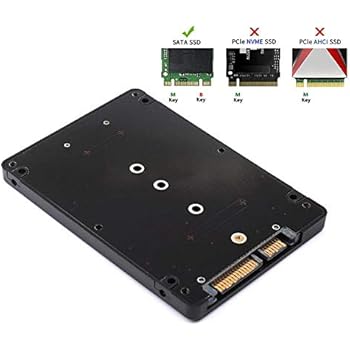 StarTech.com SAT32M225 M.2 SSD to 2.5 Inch SATA Adapter, M.2 NGFF to SATA Converter, 7 mm, Open ...