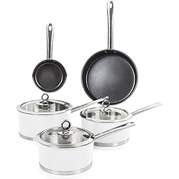 Russell Hobbs and Marco Pierre Pan Cookware Set - White, 5 Pieces ...